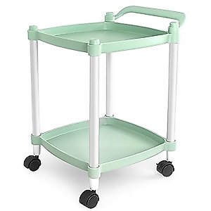 Storage Cart on Wheels Rolling Utility Cart with Wheels, Side Table End Bedside Table with Wheels Green