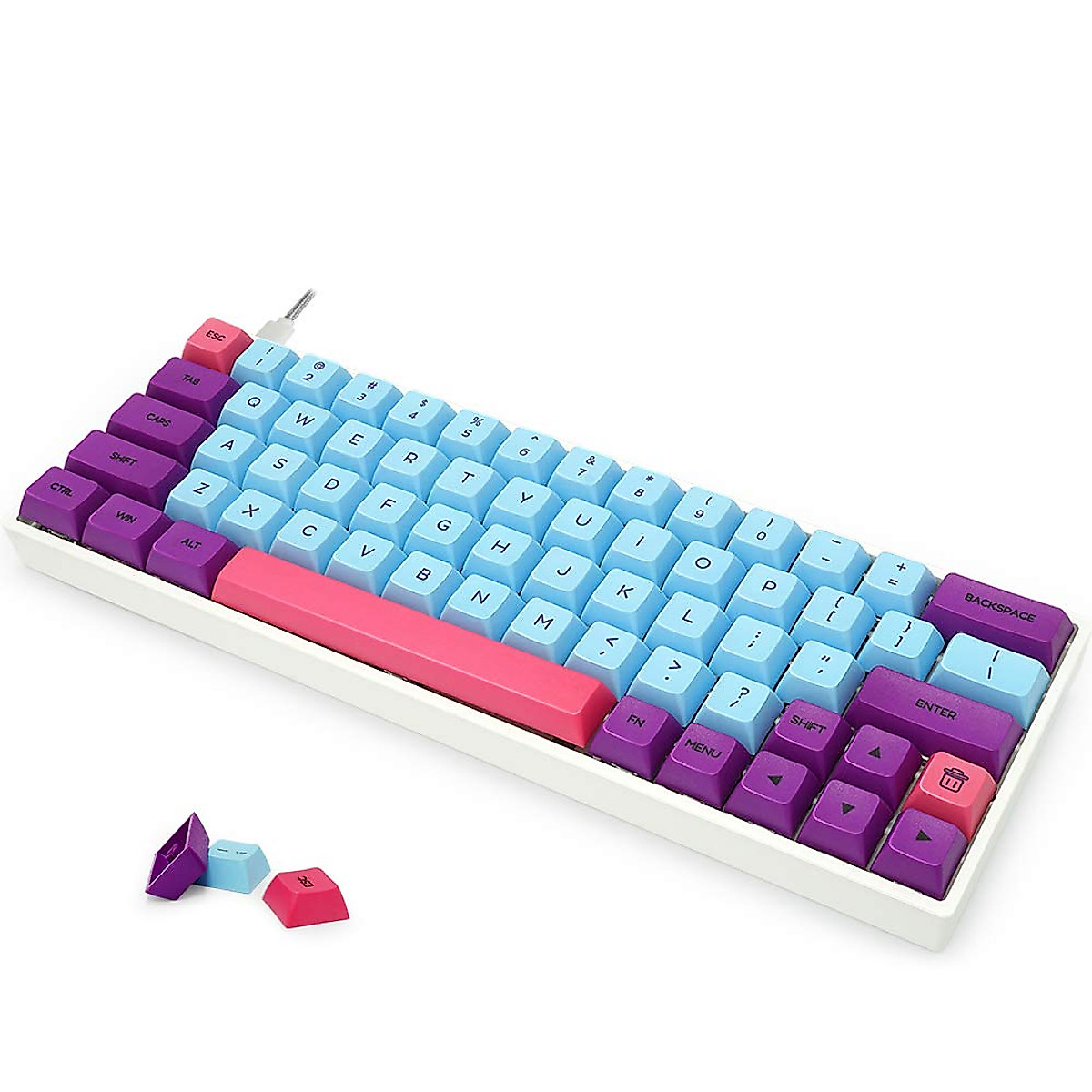 SK64 60% Mechanical Gaming Keyboard, 61 Keys Multi Color RGB Illuminated LED Backlit Wired Programmable With PBT Heat Sublimation Keycaps for PC/Mac Gamer (Joker Limited Edition, Gateron Optical Blue)
