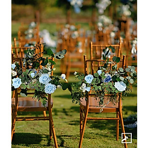 ZIFTY 5Pcs 32.5FT Blue Flower Garland Fake Flower Vines Faux Artificial Floral Garland Hanging Rose Ivy for Wedding Decortions Arch Garden Ceremony Background Outdoor Wall Decor