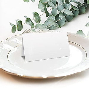 100 Pcs Premium Place Cards, Blank Place Cards - Textured Table Tent Cards Seating Place Cards for Weddings Banquets Dinner Parties 2 x 3.5 Inches