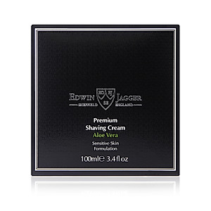 Edwin Jagger 99.9% Natural Premium Shaving Cream, 100ml Tub - Aloe Vera, 3.4-Ounce