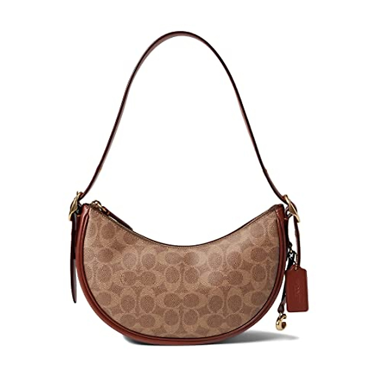 COACH Coated Canvas Signature Luna Shoulder Bag Tan Rust One Size