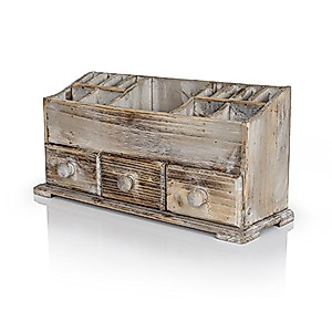 Vanity Drawer Beauty Organizer 3 Drawers - Wooden Cosmetic Storage Box for Neat & Organize Storing of Makeup Tools, Small Accessories at Home & Office Vanities & Bathroom Counter-top (Rustic)
