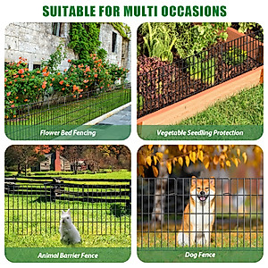 10 Pack Garden Fence Animal Barrier Fencing 1.44 inch Spacing Total 10.8ft (L) x 24in (H) Rustproof Metal Wire Yard Blocker Dog Fences Border for Outdoor Flower Bed Landscape Fencing Decor Black