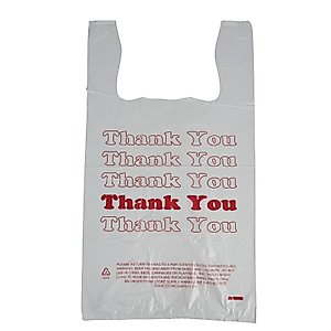 SSWBasics White Thank You Bags Case of 500-11 ½” x 6" x 21" - Thickness .48mil HDPE- Standard Supermarket Size, Perfect for Grocery, Retail, Convenience Stores, Take-Out and Home Use