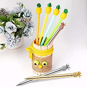 KXCOFTXI Set of 8 Pineapple Pens Ballpoint Pens, Pineapple Pencil Case Kit, Ballpoint Pens with Pineapple Pencil Pouch Bags, Pineapple Pencil Case for Office School (8 Pieces)
