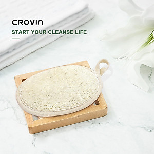 CROVIN Natural Loofah Exfoliating Body Scrubber, Made with Natural Shower Loofah Sponge for Men and Women’s SPA - 6 Count Gifts Exfoliating Loofah Sponge Package,Perfect for Bath Shower