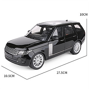 Car Diecast Model 1/18 for Range Rover Alloy Car Model Diecast Metal Vehicles Car Model Simulation Sound and Light Kids Toy Gifts (Color : Black)