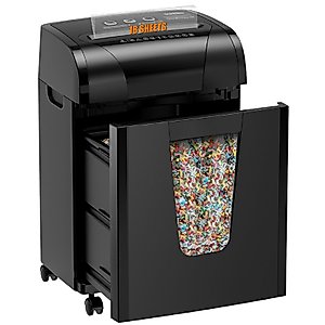 Suntiko Paper Shredder, 18-Sheet Cross Cut Level P-4, Shred Paper/Credit Card/CD, with Large Pull Out Bin，Insert Auto Jam Proof System Shredder for Home&Office