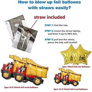 Construction Theme Birthday Party Decorations Kit Dumb Truck Excavator Crane Banner Foil Curtain Tablecloth Balloons for Boys 1st 2nd 3rd 4th 5th Birthday Party, Baby Shower Supplies.