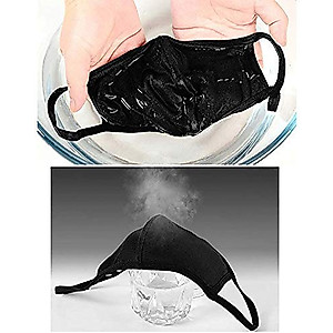 Forno 5 Pack Face Masks,Unisex Face Mask with Adjustable Nose Bridge,Black Dust Cotton, Washable Reusable Cloth for Adults【USA seller】