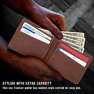 Lee Men’s Bifold Wallet Slim Casual Everyday Minimalist Cash and Card Holder (Black)