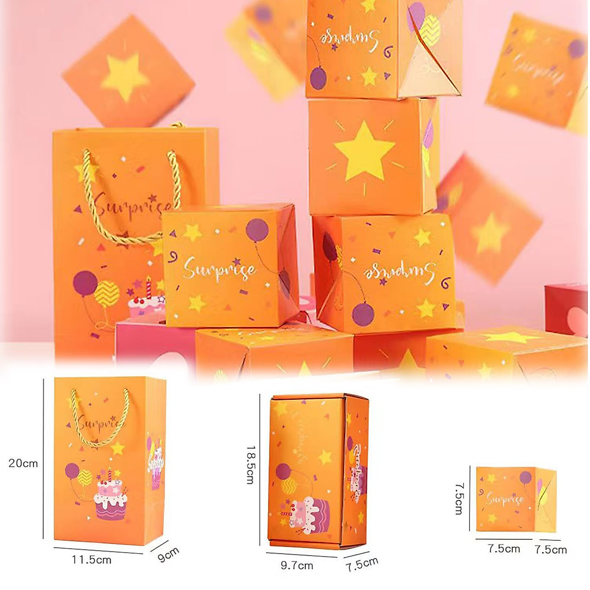 Neioaas Surprise Gift Boxes -Surprise Pop Up Gift Box for Money and Birthday,Unique Christmas Folding Bouncing Red Envelope Gift Box,Surprise Jumping Boxes for Gifts (12 Bouncing Boxes Yellow)