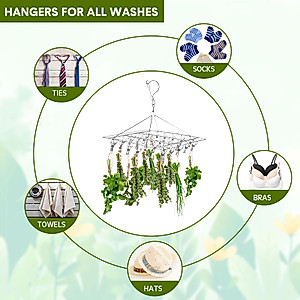 4 Pcs Hanging Drying Rack for Herb Macrame Flower Drying Rack with Stainless Clip Herb Dryer Hooks for Drying Herb Air Plants Spices Flowers Hydroponic Plants Ready to Use with Ceiling Hook (Round)