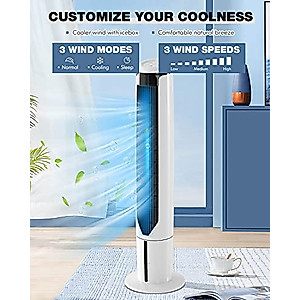 ARLIME Portable Air Conditioner, Evaporative Tower Cooling Fan with Remote, 70° Oscillation, 3 Speeds & 9-Hour Timer, Swamp Cooler with 4 Ice Packs, Tower Cooler Air Cooler for Room Home Office, 41In