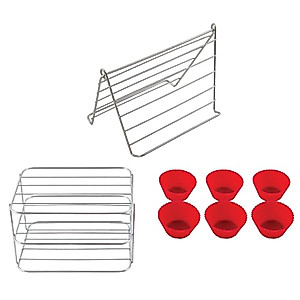 NUWAVE 6 QT Air Fryer Accessories 6 Silicone Egg Liners, a Stainless Steel Toaster Rack and a Stainless Steel Bacon Rack (Breakfast Kit)