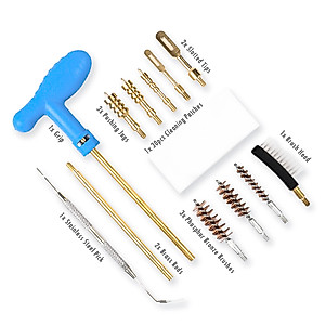 BoreKare Pistol Cleaning Kit for .22 .38/9mm .45 Caliber, Universal Handgun Cleaning Kit with T Handle, All in Portable Plastic Case