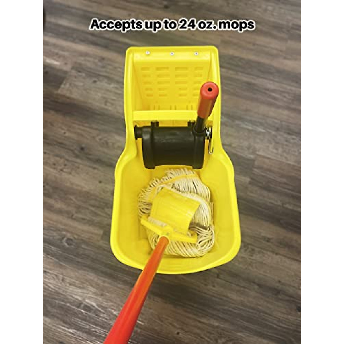Rubbermaid Commercial Products, Mop Bucket with Wringer on Wheels, Heavy Duty All-in-One Tandem Mopping Bucket, Yellow, 31 Quart (FG738000YEL)