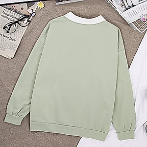 CM C&M WODRO Women Frog Sweatshirt Graphic Aesthetic Oversize Pullover Clothes Long Sleeve T-Shirt with Pocket (Green, Large)