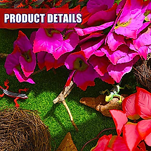 6 Pieces Reptile Plants Artificial Reptiles Terrarium Leaves Plastic Hanging Terrarium Plants Plastic Reptile Habitats Plant Decorations with Suction Cups for Hermit Crab Lizards Geckos Snake