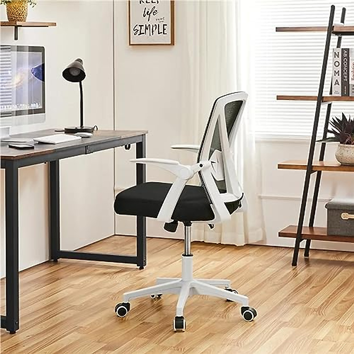 Adjustable Ergonomic Mesh Office Chair with 90° Flip-up Armrests for Home Office, Black