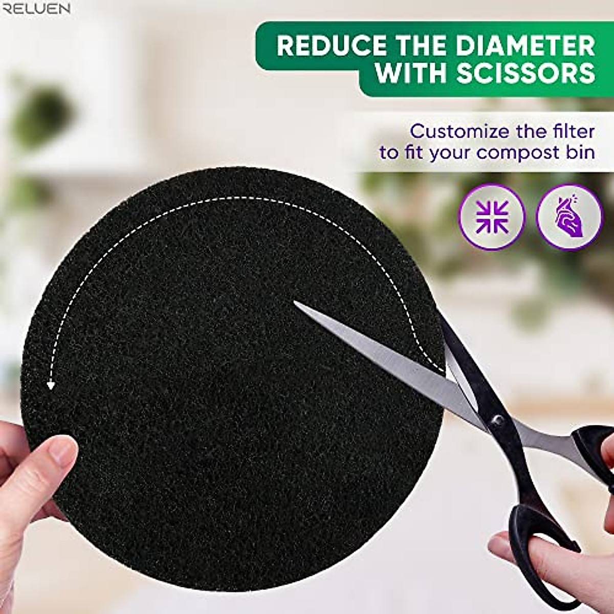Activated Charcoal Filter Kitchen Compost Bin - 12Pcs Replacement Charcoal Filters Countertop Compost Bucket for Kitchen Countertop - Garbage Pail Odor Control Activated Carbon Adsorption Refill Set
