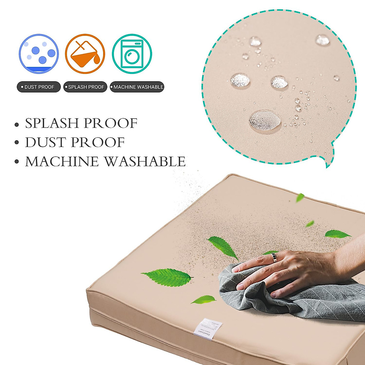 ClawsCover 11Pack Outdoor Seat and Back Cushions Replacement Covers Fit for 5-Seater 6Pieces Wicker Rattan Patio Furniture Conversation Set Sectional Couch Chairs,Light Khaki-Included Cover Only