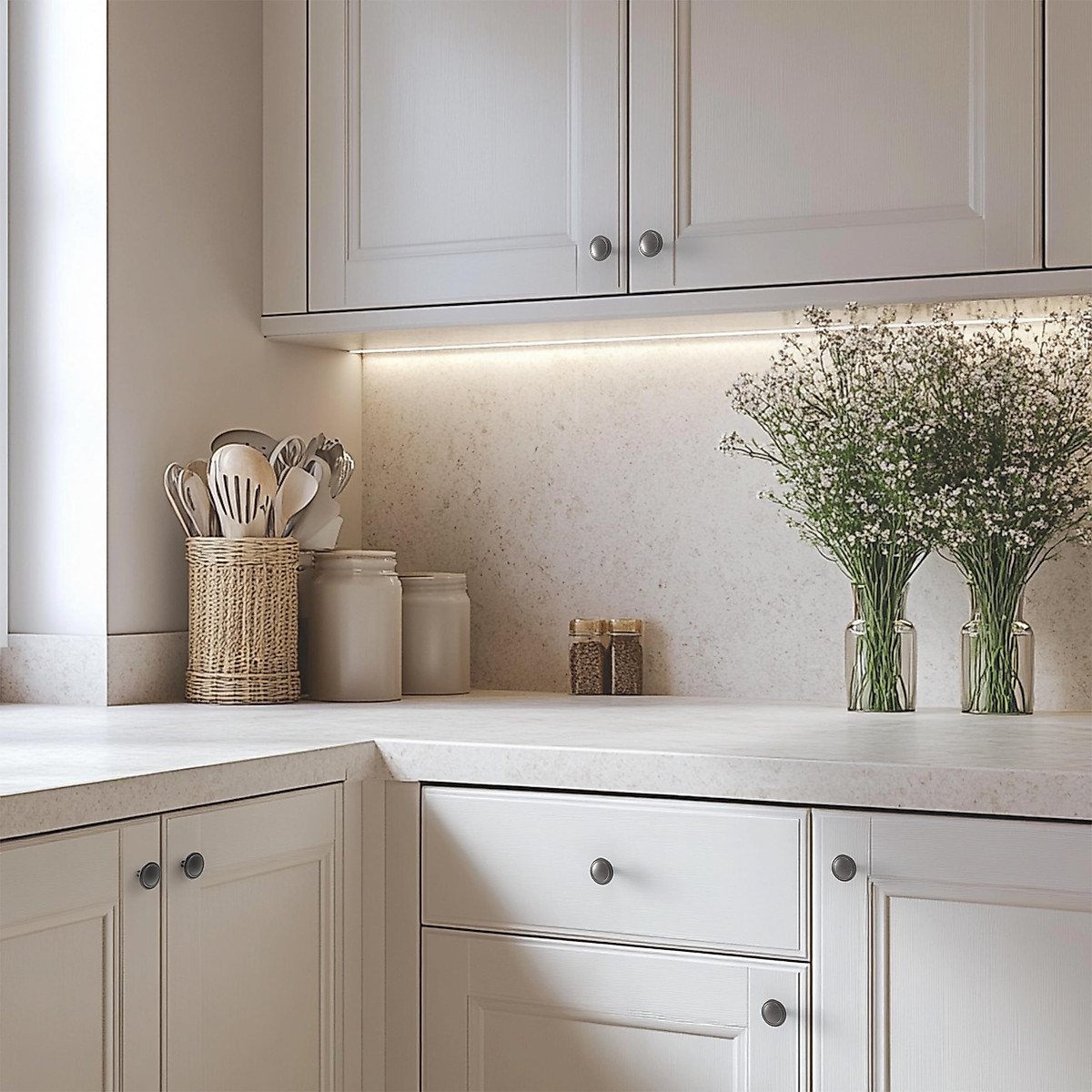 HESTIA HARDWARE 10 Pack | Pewter Vintage Knobs | 1-1/4 Inch Antique Silver Kitchen Cabinet Knobs | Drawer Pulls and Knobs, Dresser Knobs, and Closet Knobs | Knobs for Cabinets and Drawers (Z6.10.B)