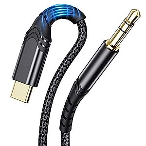 USB C to 3.5mm Audio Aux Jack Cable, Type C to 3.5mm Headphone Car Stereo USB C to Aux Cord Compatible with iPad Pro 2018, Google Pixel 2 3 4 XL, Samsung Galaxy S20 S21 Ultra Note 20 10 Plus (Black)