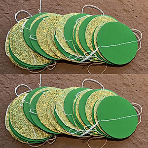 Graduation Party Decorations Green Gold 2024/Green Gold Graduation Decorations/Glitter Gold Green Birthday Party Decorations/St. Patrick’s Day Decorations/2pcs Paper Circle Garlands