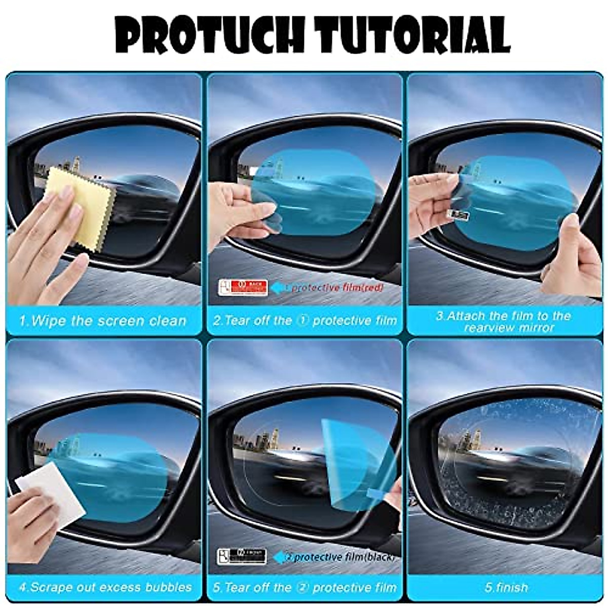 LELTLIMH Car Rearview Mirror Film Rainproof Waterproof Mirror Film Anti Fog HD Clear Nano Coating Car Film for Car Mirrors and Side Windows, Various Shapes Mirror Stickers (8P)
