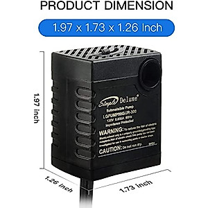 Simple Deluxe 80GPH Submersible Water Pump 4W Durable Fountain Pump for Pond, Aquariums Fish Tank, Statuary, Hydroponics