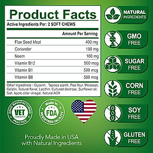 Flea and Tick Prevention for Dogs Chewables - Natural Dog Flea and Tick Treatment - Flea and Tick Chews for Dogs - Oral Flea Pills for Dogs Supplement - All Breeds and Ages - Made in USA