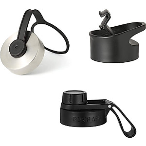 IRON °FLASK Camping & Hiking Hydration Flask with 3 Lids - Stainless Steel, Double Walled & Vacuum Insulated Water Bottle - Leak Proof & BPA Free (Midnight Black, Spout - 22 oz)