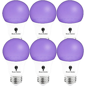 Bluex Bulbs 6 Pack LED Black Light Bulb, 9W A19 E26 Blacklight Bulb Level 385-400nm, Body Paint, Glow in The Dark LED Light Bulb Neon Glow Fluorescent Poster Black Bulb (6 Pack)