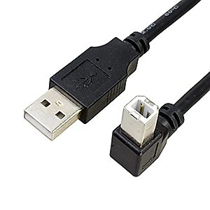Traovien USB Printer Cable, 3.3Ft USB Type A to Type B Cable, USB 2.0 A Male to B Male 90 Degree Printer USB Cord for HP, Canon, Dell, Epson, Lexmark and More Printers(1m) (Down)