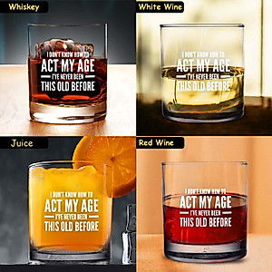 I Don't Know How To Act My Age Rocks Glass-11oz- Whiskey Scotch Glass Funny Birthday or Retirement Gift- Old Fashioned Whiskey Glasses- Lowball Rocks Glass- Gag Gift for Dad, Grandpa, Made in USA