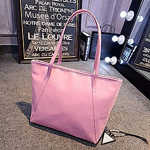 Capacity Solid Messenger High Women Bags Handbag Satchel Shoulder Zippered Tote (Pink, One Size)