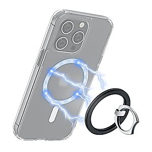PROfezzion Thin Metal Ring Holder for MagSafe, Removable Strongest Magnetic Phone Grip Only for iPhone 14 13 12 Pro Max Plus with Mag-Safe Case [MagSafe Car Mount Compatible] [Adjustable Kickstand]