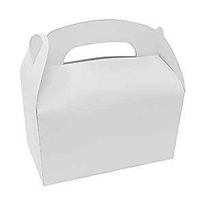 48 Pack Treat Boxes with Handles - Blank White Boxes for DIY Arts & Crafts - Gable Boxes for Kids' Birthday Party, Wedding and Baby Shower - Party Favor Boxes for Goodies, Snacks, Cupcake and Gifts