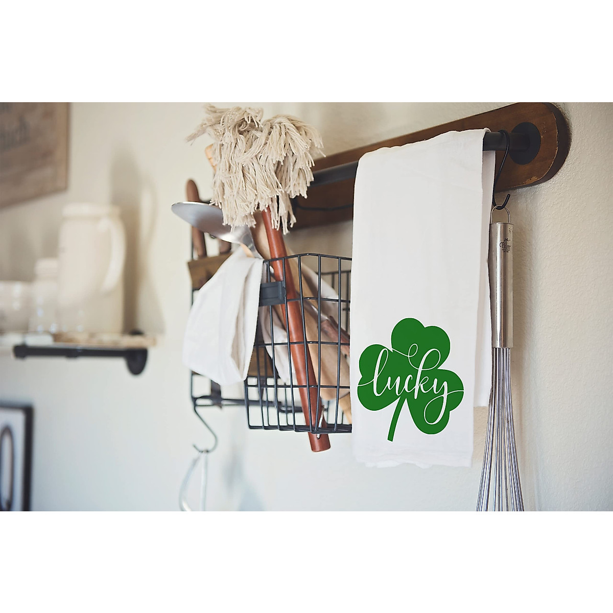 Handmade St Patricks Day Kitchen Towels - Luck of the Irish - 100% Cotton St Patricks Day Dish Towels for Kitchen-Bathroom - 28x29 Inch Perfect Housewarming Gifts for Seasonal-Irish Home Decorations