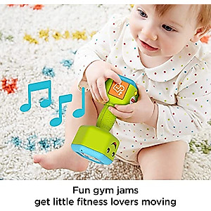 Fisher-Price Laugh & Learn Baby To Toddler Toy Countin’ Reps Dumbbell Rattle With Lights & Music For Ages 6+ Months