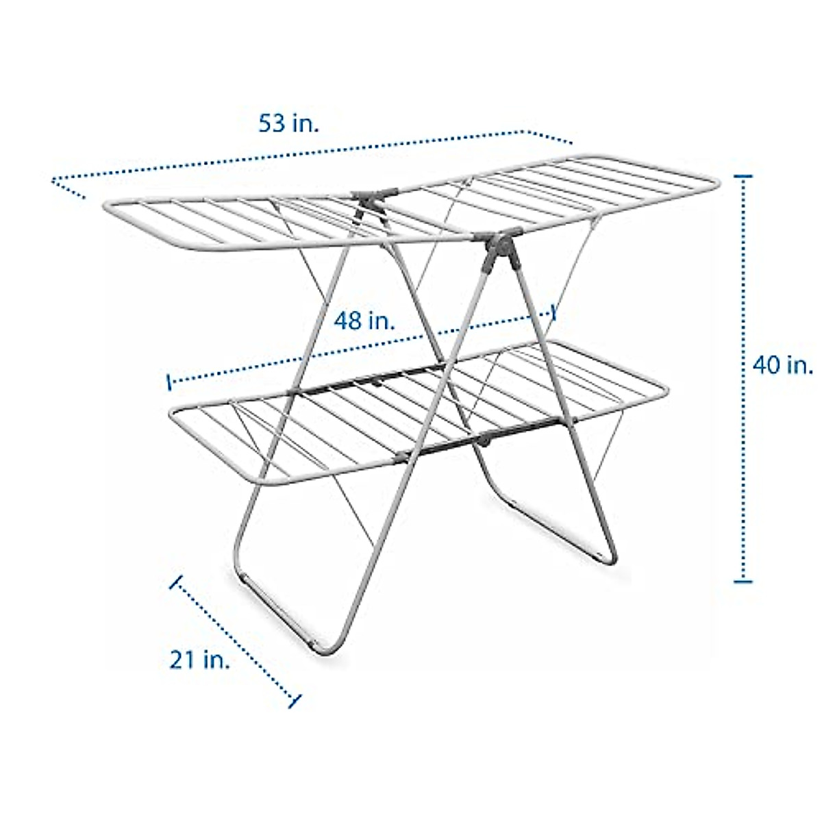 Brookstone [2 Tier [Double Spaced] Foldable Clothes Drying Rack, Collapsible Laundry Hanger, NO Installation Required - Ready Out of The Box