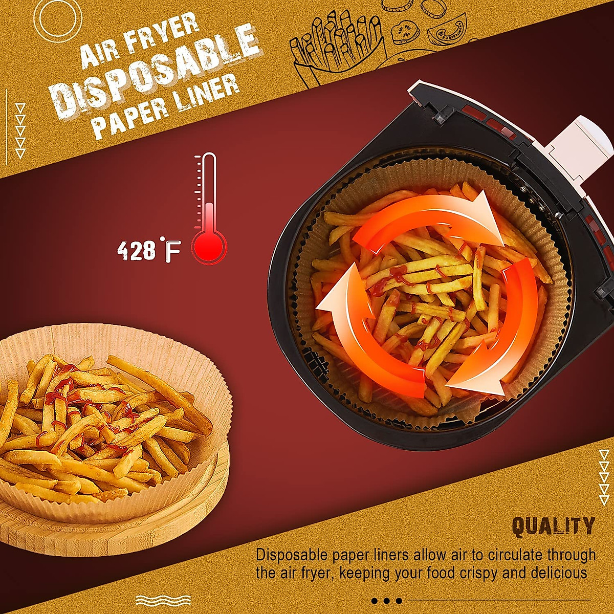 Nialnant 50PCS Air Fryer Parchment Paper Liners,6.3Inch Non-Stick Disposable Air Fryer Paper Liners,Baking Paper for Air Fryer,Natural Parchment Paper,Oil-Proof Water-Proof(6.3Inches,50PCS)