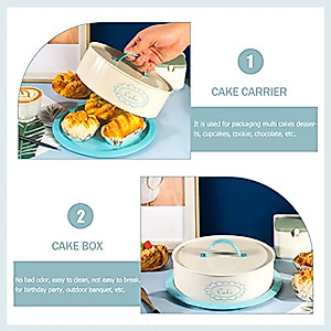 Metal Cake Carrier Cake Server with Lid Cake Cover Cake storage Tin Sweet Stuff Cake Holder Cream Dessert Carrier for Kitchen Countertop Cake Storage Container with Handle
