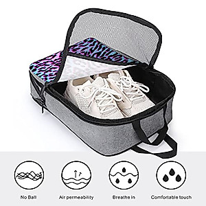 Frcavbin Vibrant Pop Leopard Print Travel Shoe Bag Shoes Carrier with Handle and Zipper Foldable Shoe Puches Organizer for Home storage School starts