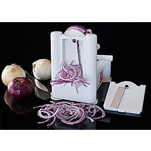 Paderno World Cuisine 6-Blade Vegetable Slicer / Spiralizer, Counter-Mounted and includes 6 Different Stainless Steel Blades