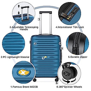 MGOB 28 Inch Luggage with Spinner Wheels, 28 Inch Hardside Suitcase with Expandable, Lightweight PC Luggage with TSA Lock, Checked-Large 28-Inch(Blue)