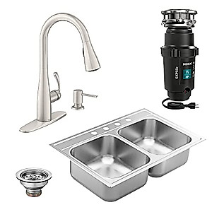 Moen 22036 3-1/2 Inch Kitchen Sink Stainless Steel Basket Strainer with Drain Assembly, Stainless