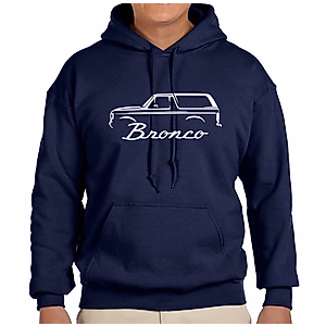 1987-91 Ford Bronco Truck Classic Outline Design Hoodie Sweatshirt large navy blue